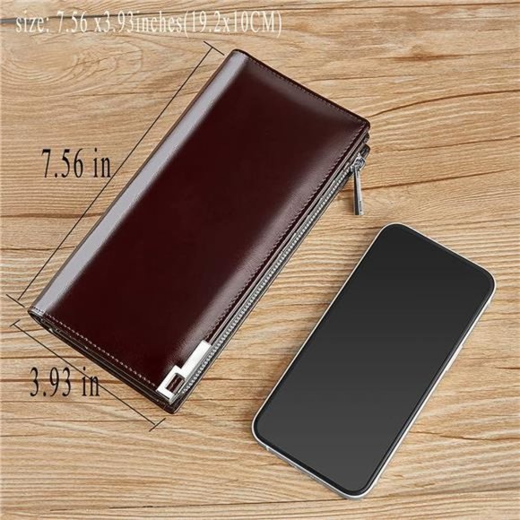 Bags | Long Wallet For Men With Zipper Brown | Poshmark
